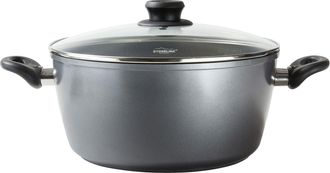 STONELINE XXXL Aluguss Kochtopf 32 cm, Großer Topf mit Deckel 10,6 L, Antihaft beschichtet mit echten Steinpartikeln, Kochtopf Induktion 32 cm, alle Herdarten, 