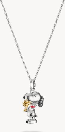 Thomas Sabo Snoopy & Woodstock-Pav&eacute;-Anh&auml;nger aus der Peanuts-Kollektion aus 18-Karat vergoldetem Silber mit Details in Schwarz und Rot