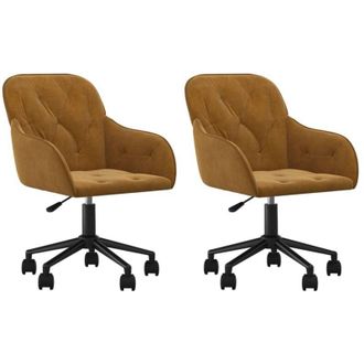 vidaXL Esszimmerst&uuml;hle 2 Stk. Drehbar Braun Samt Vidaxl