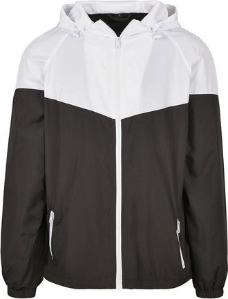 Build Your Brand 2-Tone Tech Windrunner, Black/White, XXL