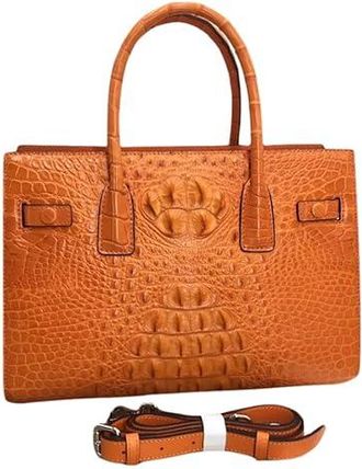 Generic Sac cabas pour femme en cuir dalligator v&eacute;ritable exotique, grand sac &agrave; bandouli&egrave;re, sac &agrave; main en cuir de crocodile authentique pour femme