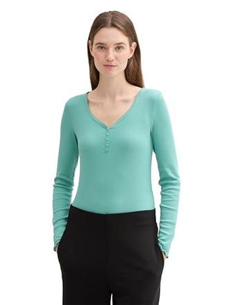Tom Tailor Denim TOM TAILOR Denim 1043935 T-Shirt &agrave; Manches Longues, 34206-Dark Pacific Teal, L Femmes