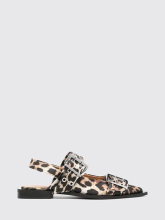 Ganni Ballerines slingback en polyester recycl&eacute; &agrave; imprim&eacute; animalier