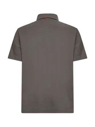 Ermenegildo Zegna Mens Polo Shirt Dark Beige Green Cotton T-shirts And Polos
