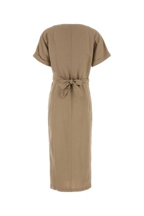 Brunello Cucinelli Womens Cappuccino Jersey Dress C9195 Exterior: Viscose Linen Abiti