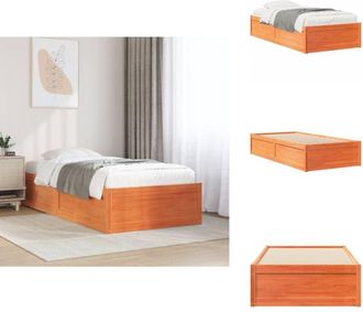 vidaXL Massivholzbett ohne Matratze Wachsbraun 90x200 Kiefernholz - Massivholzbette - Holzbetten - Kiefernbett - Modernes Bett - Doppelbett