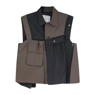 sacai Femme, Vestes, Multicolore, Taille: 38 FR Patchwork Shirt