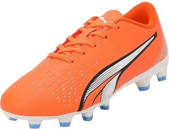 Puma Unisex Kids Sport Shoes ULTRA PLAY FG/AG JR Soccer Shoes, ULTRA ORANGE-PUMA WHITE-BLUE GLIMMER, 35.5