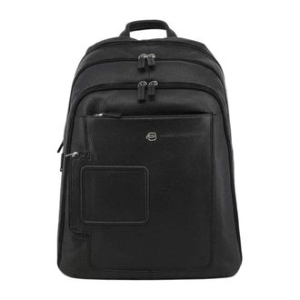 Piquadro Schwarzer Leder-Laptop-Rucksack multifunktional - - Bags - Herren - Schwarzk - ONE SIZE