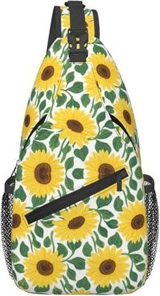 Generic L&eacute;ger Sacoche Homme Bandouliere Art rustique du tournesol Sac &agrave; Bandouli&egrave;re R&eacute;glable Cross Body pour Camping Homme Voyage