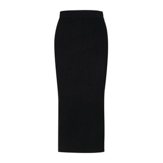 Max Mara Femme, Jupes, Noir, Taille: 42 FR Ribbed Midi Skirt