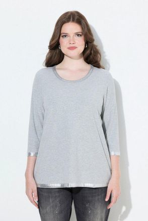 Ulla Popken T-Shirt Shirt Silberdruck Classic Rundhals 3/4-Arm