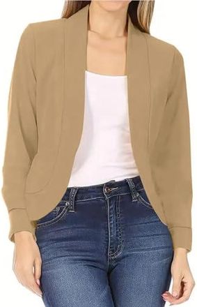 Generico Blazer Femme Curvy Élégant Classique Veste Blazer Femme Casual grande taille Tailleur Veste Cérémonie Blazer Dété Femmes Manches Longues Couleur Unie 