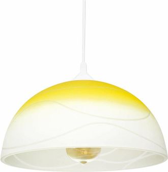 Licht-Erlebnisse Licht-erlebnisse - Hängeleuchte Retro Weiß Gelb Küche Esstisch 30 cm rund