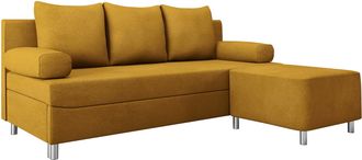 Mirjan24 Schlafsofa Dover, Sofa mit Bettkasten und Schlaffunktion, Bettsofa, Farbauswahl, Schlafcouch mit Chromfüße, Couchgarnitur, Polstersofa (Fresh 37, mit 