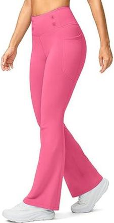 Generic Pantalon de yoga &eacute;vas&eacute; pour femme avec poches - Legging dentra&icirc;nement pour femme - Pantalon de yoga gainant pour femme - Pantalon de yoga de sport cou