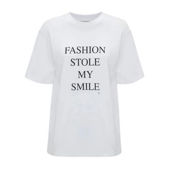 Victoria Beckham Femme, Tops, Blanc, Taille: 40 FR Slogan Tee Fashion Stole My Smile
