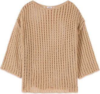 Oltre Femme, Pulls, Beige, Taille: 38/40 FR Haut en maille ajour&eacute;e