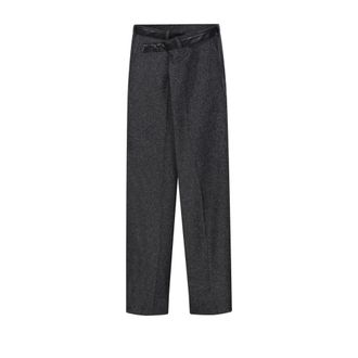 Darkpark Gaia Weite Hose mit Lederg&uuml;rtel - - Trousers - Damen - Schwarzk - 2XS