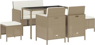 vidaXL Vidaxl - Ensemble &agrave; manger de jardin avec coussins 6pcs beige poly rotin