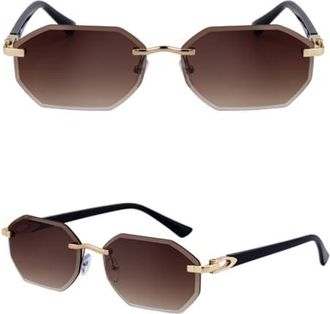 Generic Lunettes de soleil sans monture pour homme et femme, avec branches en métal, bords de coupe simples et protection UV400 pour une utilisation en extéri