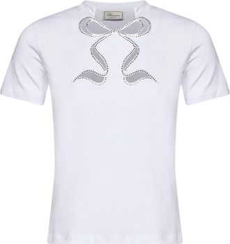 Blumarine T-shirt en jersey avec broderie de strass - Femme - Tops - Blanc - Taille: 40 FR