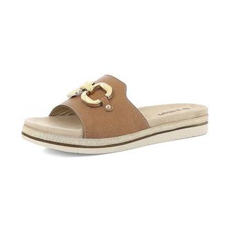 Inblu Chaussons femme couleurs classiques avec cha&icirc;ne dor&eacute;e, semelle int&eacute;rieure douce en tissu rembourr&eacute;, Camel, 36 EU