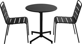Oviala Gartentisch und 2 St&uuml;hle aus Metall, Schwarz - Palavas