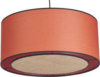 Miliboo H&auml;ngeleuchte aus r&ouml;tlichem Leinen und Bast d 50 cm traves