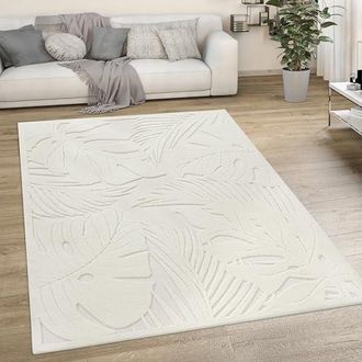 Paco Home Tapis Exterieur Terrasse Salon Cuisine Motif Scandinave Motif Ethnique Uni, Dimension:120 cm Rond, Couleur:Crème 5