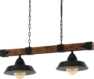 Eglo home24 Pendelleuchte Oldbury 86 x 110 x 26cm Schwarz 2 Material: Metall, Holzart/Dekor Metallart: Stahl Oberfläche Holz: Gebeizt Oberfläche Metall
