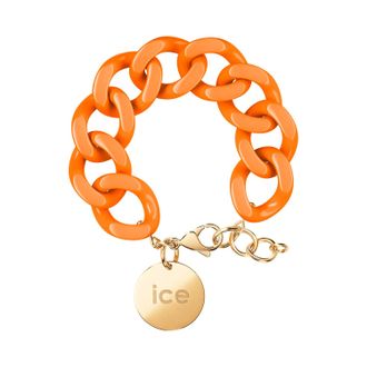 Ice Watch ICE - Jewellery - Chain bracelet - Flashy orange - Gold - Kettenarmband mit orangefarbenen XL-Maschen f&uuml;r Frauen, geschlossen mit einer goldenen Medai