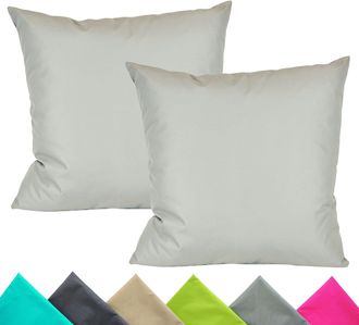 JACK 2er Set 40x40cm Outdoor Kissenhülle Kissenbezug Wasserfest Sitzkissen Lounge Kissen Garten Stuhl Lotus Effekt, Farbe:Hellgrau