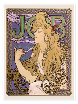 Posterlounge Job, gold Poster von Alfons Mucha 50 x 70 cm Wandbilder Wanddeko