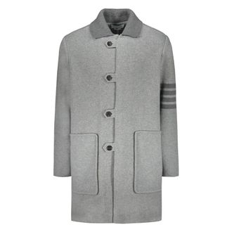 Thom Browne Gestreifter Wollmantel - - Coats - Herren - Grau - L