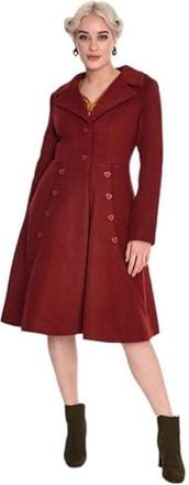 Voodoo Vixen Heart Button Flare Coat Femme Manteaux rouge M 60% Polyester, 40% Laine