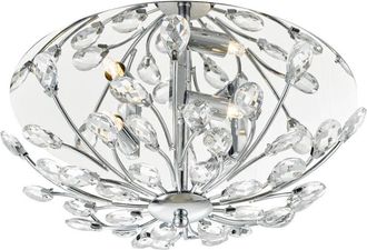 D&auml;r Lighting DAR ZAFIR - Plafonnier affleurant cristal de chrome poli, 3x G9