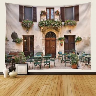 Generic Wandteppich Europ&auml;ische Stadt 250x300 cm Gro&szlig; Wandteppiche Caf&eacute; 3d Druck Wandbehang XXL Tapisserie Wandtuch f&uuml;r Wohnzimmer Schlafzimmer Wohnheim Wandd