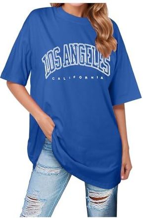 Generic Tunique d&eacute;t&eacute; Los Angeles California pour femme - Coupe ample - Coupe ample - Tunique longue &agrave; imprim&eacute; lettres mignonnes &agrave; porter avec des leggings - S