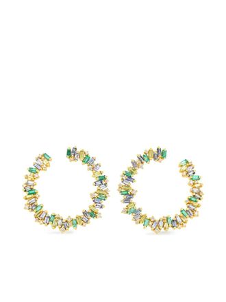 Suzanne Kalan 18kt Sideways Gelbgoldohrringe mit Saphir und Diamant