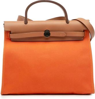 Hermès 2010 Toile Herbag Zip Satchel-Tasche 31cm - Orange