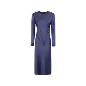 Emporio Armani Kleid aus Tecno-Twill mit Satin-Effekt- Midi-L&auml;nge - - Dresses - Damen - Blau - XS