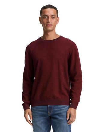 Tom Tailor Herren 1047570 Strickpullover aus Bio-Baumwolle, 38771-Samba Red Navy Twotone, 3XL