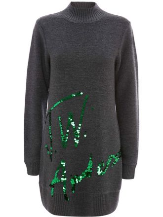 J.W.Anderson robe courte en maille à logo brodé de sequins - Gris