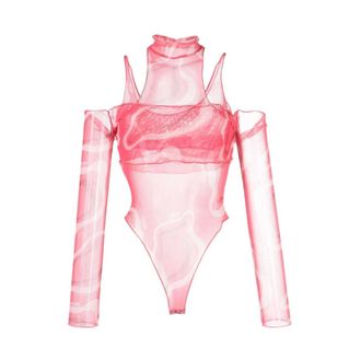 Julfer Julfer, Femme, Tops, Rose, Taille: 34 FR Body Halterneck imprimé vagues