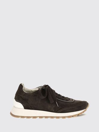 Brunello Cucinelli Niedrige Sneaker aus Kalbsveloursleder mit Monili-Schmuck