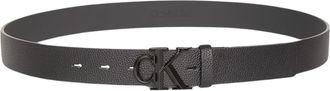 Calvin Klein Herren G&uuml;rtel Buckle 3,2 cm mit Monogramm-Schnalle, Schwarz (Black/Matte Black), 75 cm