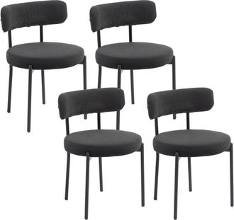 HOMCOM Lot de 4 chaises de salle &agrave; manger - HOMCOM - dossier en tissu pieds en acier - 51 x 51 x 76 cm - noir