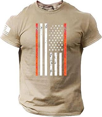 Generic T-shirt d&eacute;t&eacute; pour homme - Logo du drapeau am&eacute;ricain - T-shirt d&eacute;contract&eacute; &agrave; manches courtes - T-shirt classique d&eacute;contract&eacute; pour homme, Kaki-1., 6XL