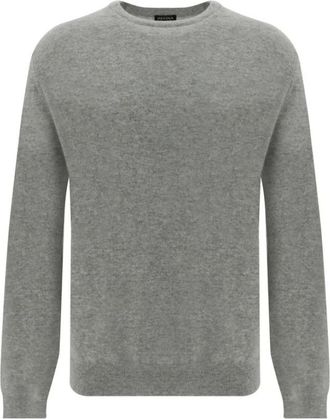 Ermenegildo Zegna Homme, Pulls, Gris, Taille: XL Pull en Cachemire à Côtes Motif Chiné